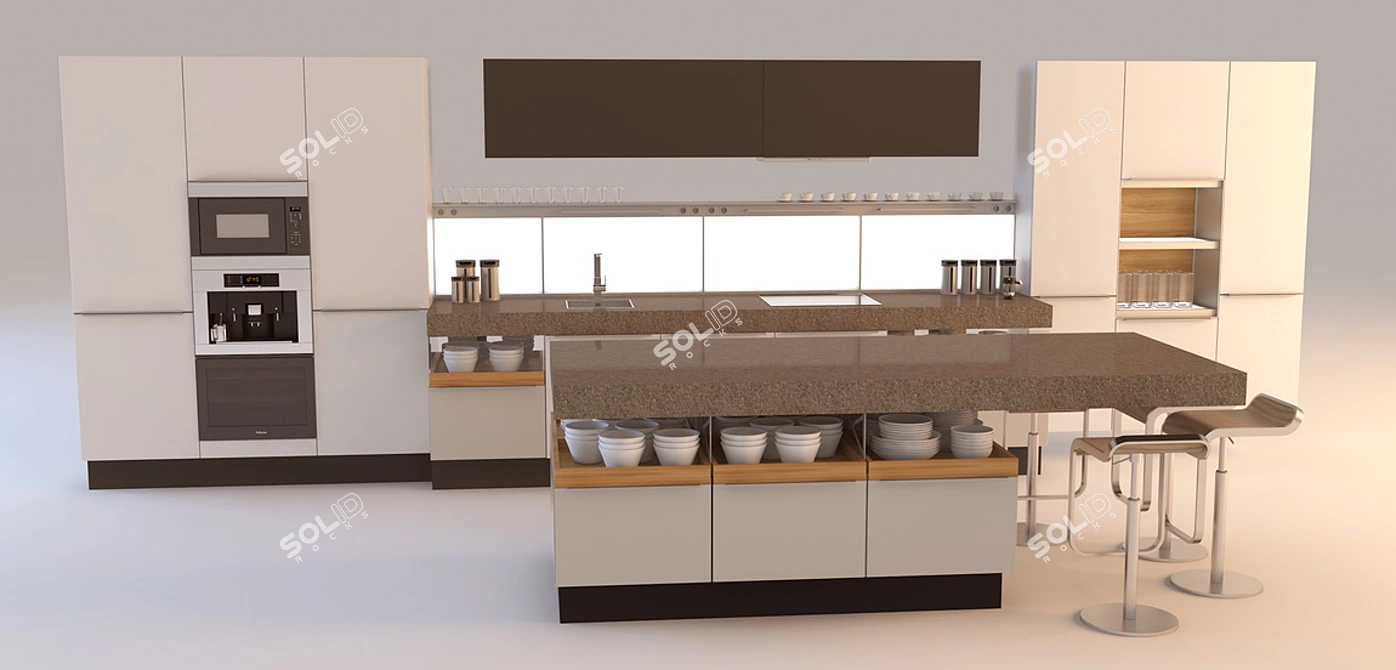 Modular Kitchen System 3D Model - SolidRocks.net