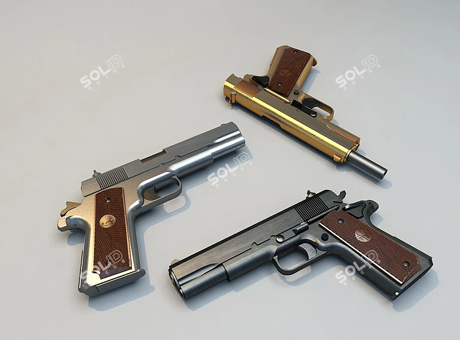 COLT - Triple Texture Pistol 3D Model - SolidRocks.net