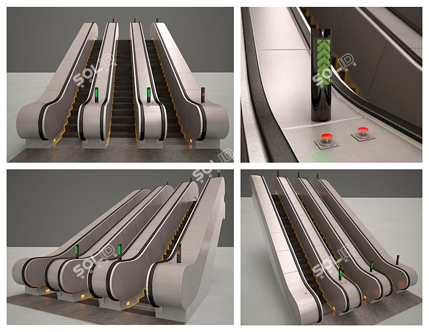Subway Stairway: Efficient, Multi-section Escalator 3D Model ...