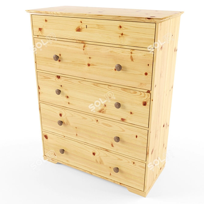 Gurdal Ikea Dresser: 5-Drawer Light Brown 3D Model - SolidRocks.net