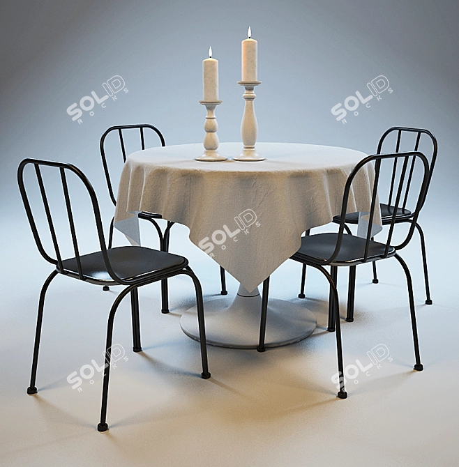 Round Dining Set 3D Model - SolidRocks.net