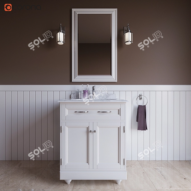 Classic American-Style Bathroom Vanity Set 3D Model - SolidRocks.net