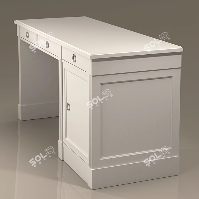 Classic Executive Desk with Cabinet 3D Model - SolidRocks.net