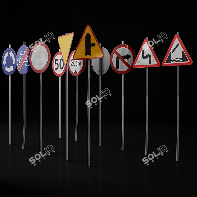 Urban Road Sign Set: Detailed Models with New & Distressed Versions 3D ...