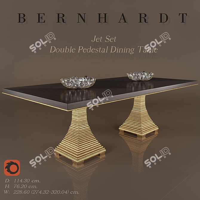 Elegant Jet Set Double Pedestal Dining Table 3D Model - SolidRocks.net