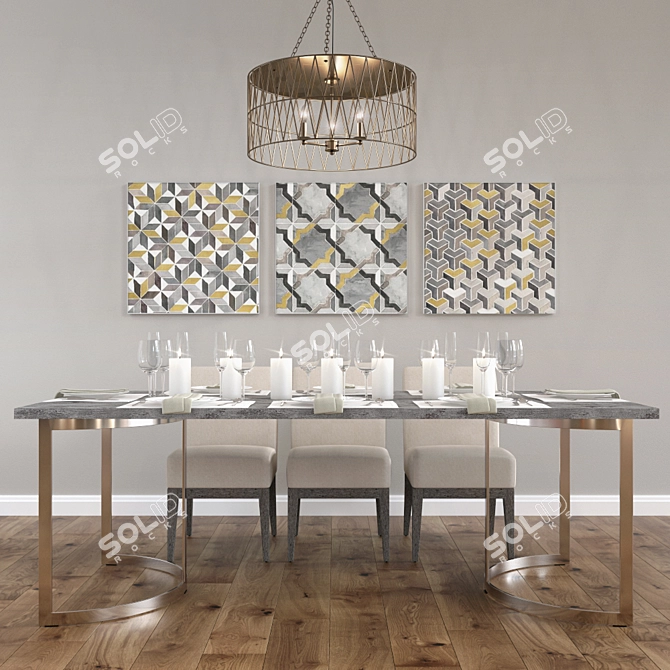 Modern Durham Dining Set 3D Model - SolidRocks.net