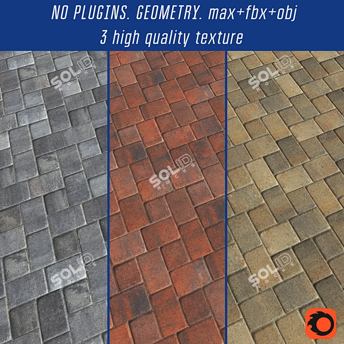 High Resolution Cobblestone Pavers 3D Model - SolidRocks.net