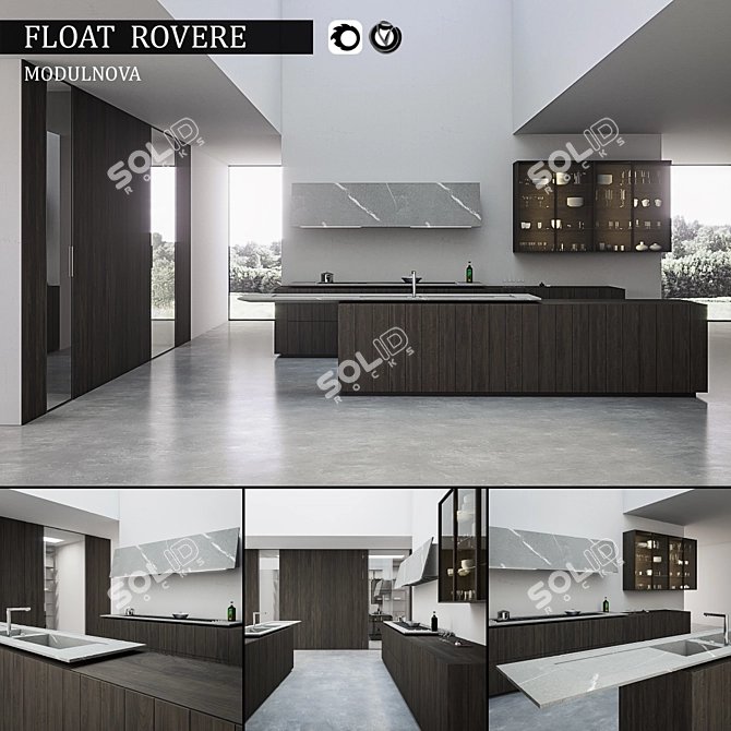 Modulnova Kitchen Float Rovere: Modern Floating Kitchen Island 3D Model ...