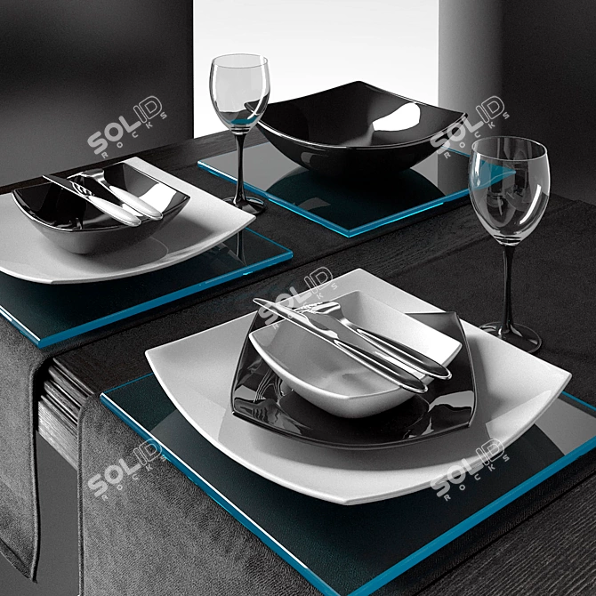 Elegant Luminarc Dinnerware Set 3D Model - SolidRocks.net