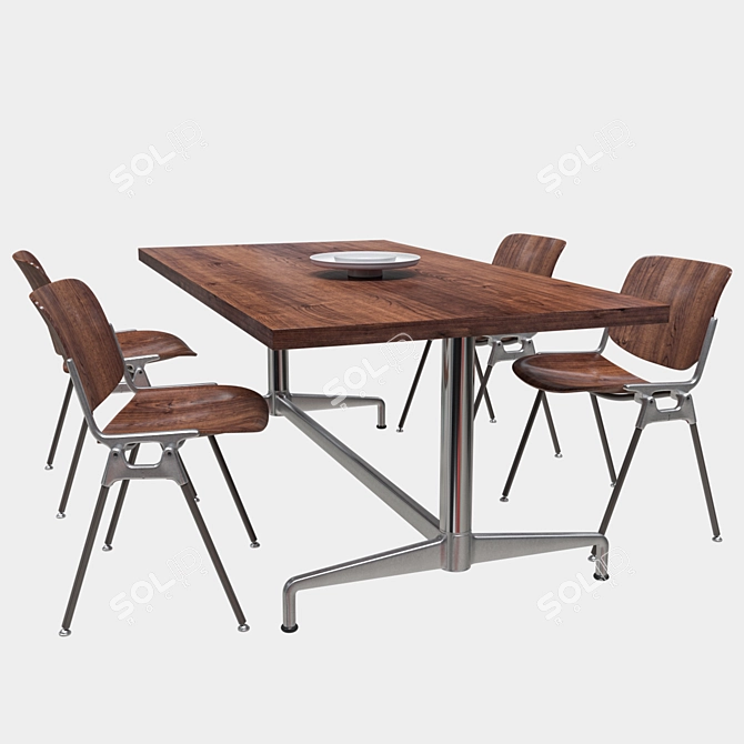 Luxury Rosewood Dining Table with Castelli Chairs 3D Model - SolidRocks.net