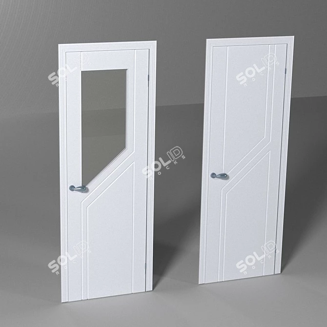 Elegant Ivory Door: Glass & Solid 3D Model - SolidRocks.net