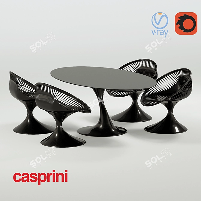 Modern Table Set with 3D MAX 3D Model - SolidRocks.net