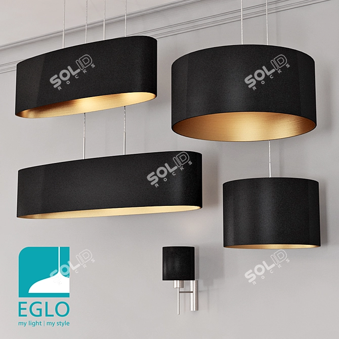 EGLO PASTERI: 4-Piece Black & Gold Lighting Set 3D Model - SolidRocks.net