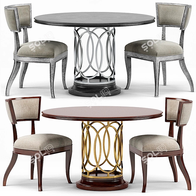 Modern Round Dining Set 3D Model - SolidRocks.net