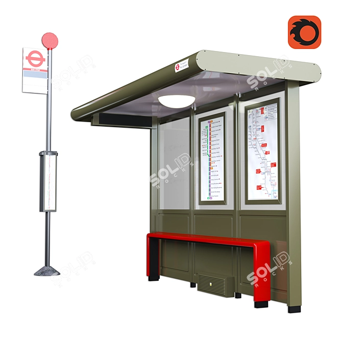 UK Bus Stop: Traditional Icon 3D Model - SolidRocks.net
