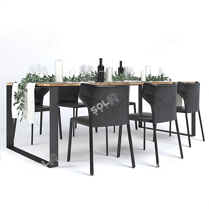 Natuzzi Pi Greco Dining Set with Ivy and Nagei Branches 3D Model ...