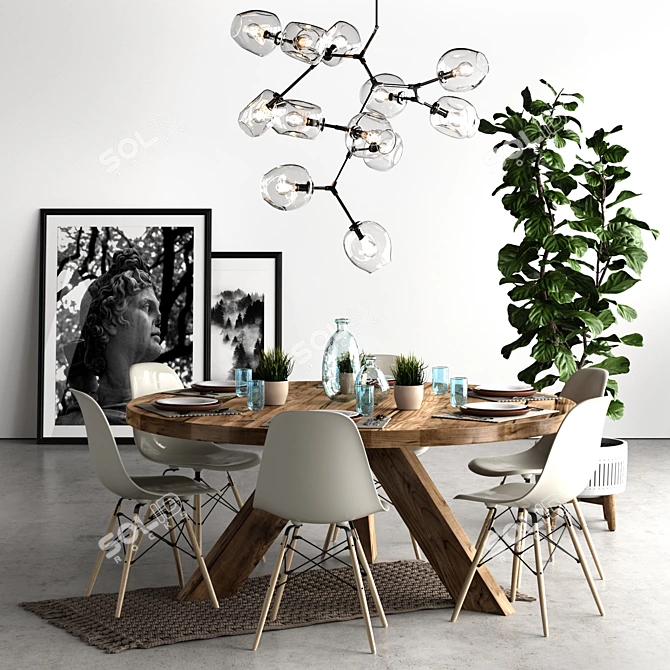 Modern Loft Dining Set 3D Model - SolidRocks.net