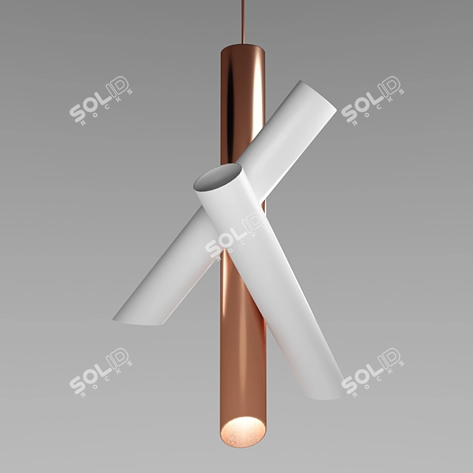 Gold Metal Pendant Light - Tubes 3D Model - SolidRocks.net