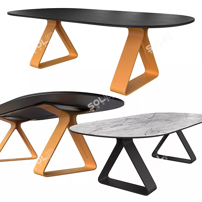 Modern Aluminum Frame Fixed Table: Stay by Dressy 3D Model - SolidRocks.net