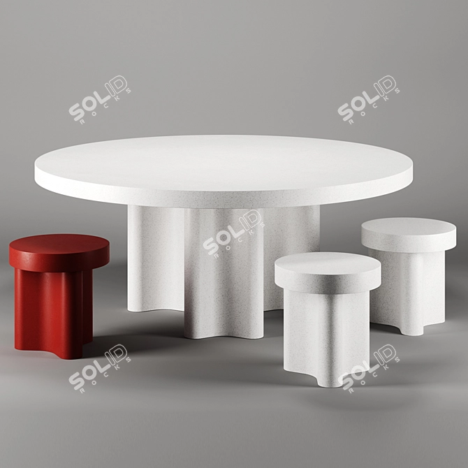 Modern AZO Dining Table Set 3D Model - SolidRocks.net