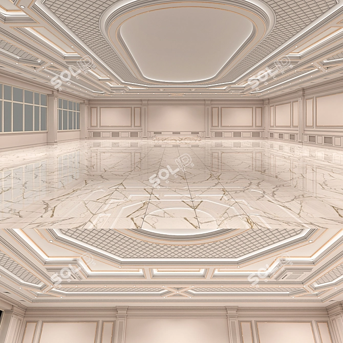 Elegant Banquet Hall Ceiling 3D Model - SolidRocks.net
