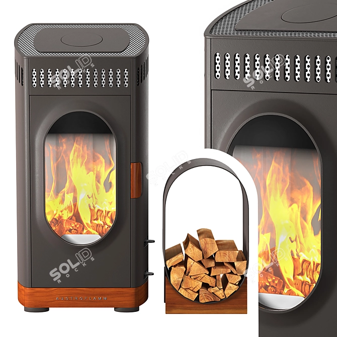Woody Xtra: Rustic Cast Iron Fireplace 3D Model - SolidRocks.net