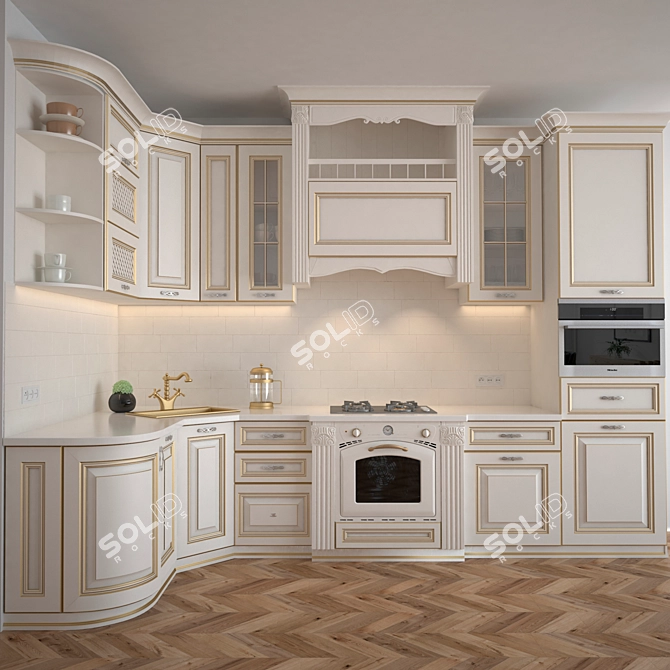 Modern Corner Kitchen Set 3D Model - SolidRocks.net