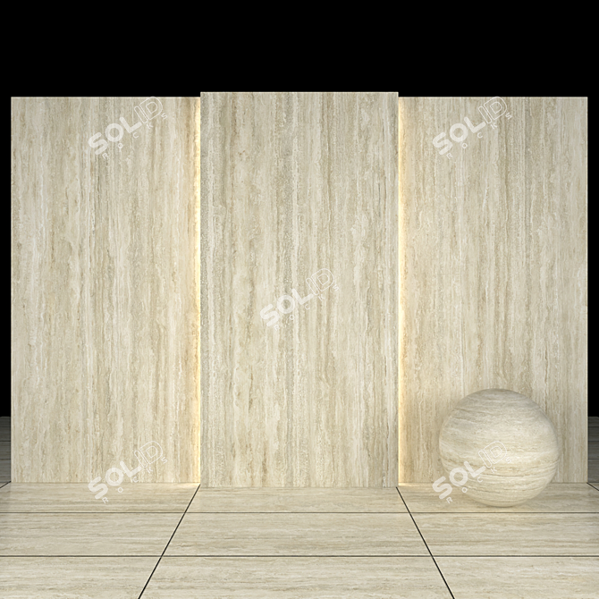 Classic Travertin: 12 Texture Slabs & Floor Tiles 3D Model - SolidRocks.net