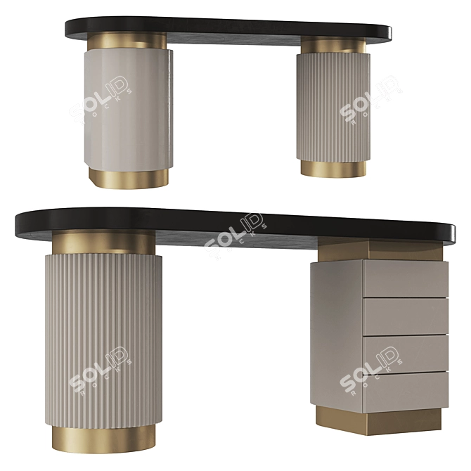 Elegant Gold Office Table 3D Model - SolidRocks.net