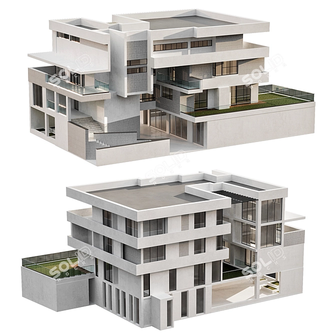Modern Residential Building Design 3D Model - SolidRocks.net