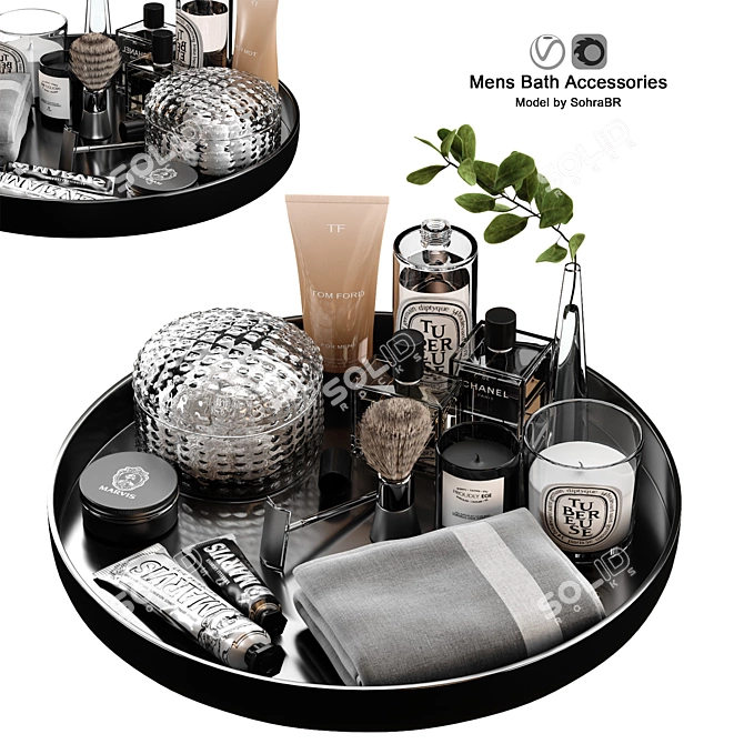 Luxury Men's Grooming Decor Set 3D Model - SolidRocks.net