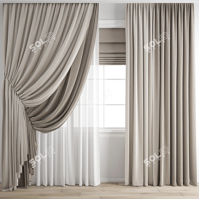 Polygonal Curtains 3D Model 3D Model - SolidRocks.net