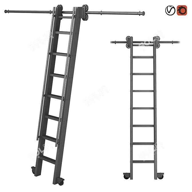 Modern Steel Rolling Library Ladder 3D Model - SolidRocks.net