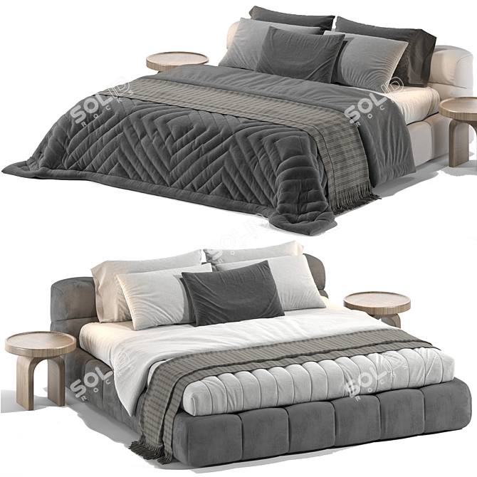 Luxury Italian Tufty Bed Design 3D Model - SolidRocks.net