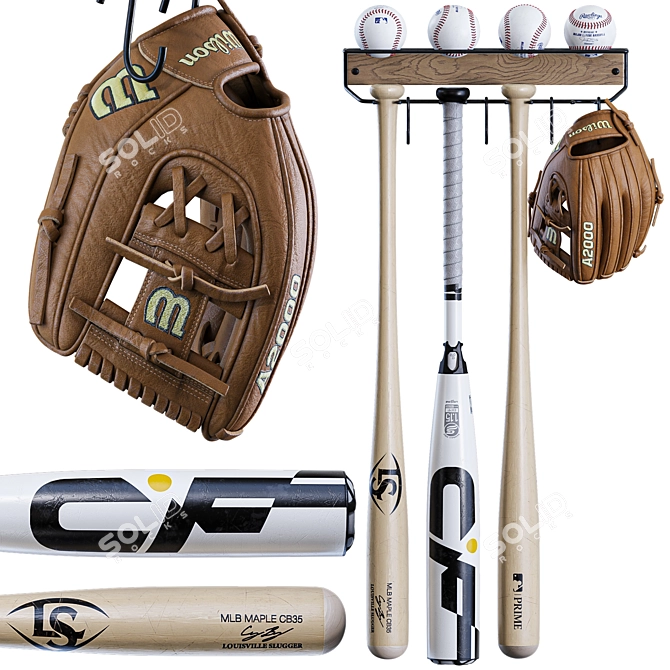 Vintage Baseball Equipment Storage Rack 3D Model - SolidRocks.net