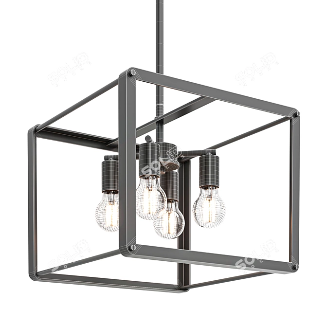 Modern Square Pendant Light Brushed Nickel 3D Model - SolidRocks.net